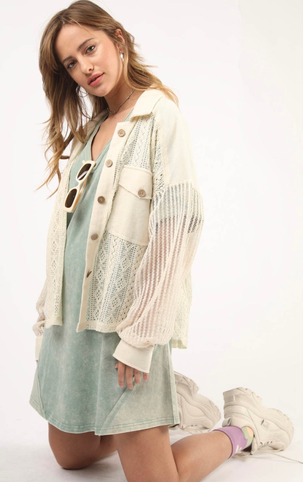 Oversized Lace Shacket – Perfect Little Peach